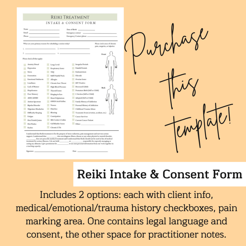 Intake & Consent Form Template - Gentle Hands Reiki